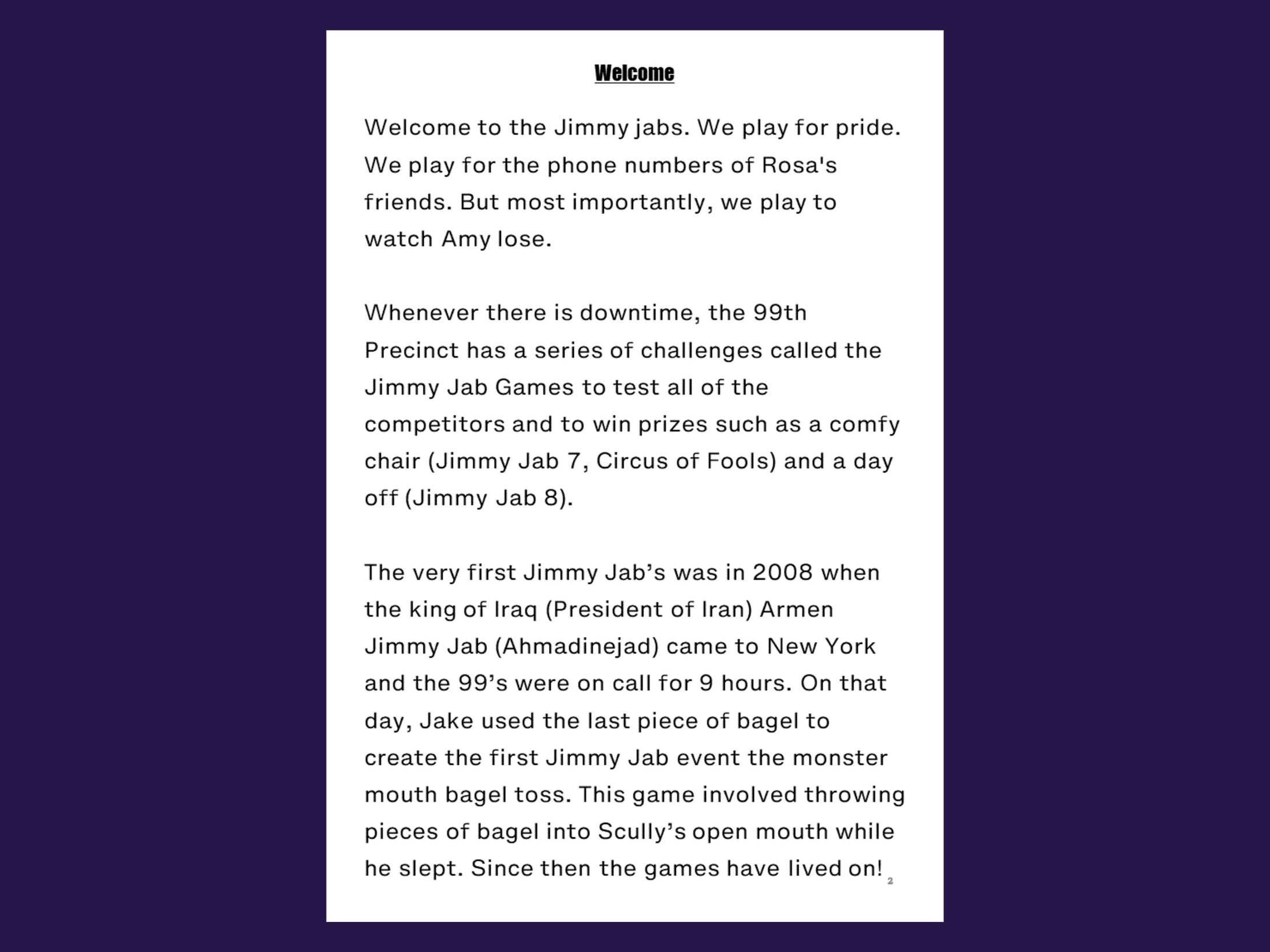 BROOKLYN 99 JIMMY JABS The Game. – TV Gifts and Love